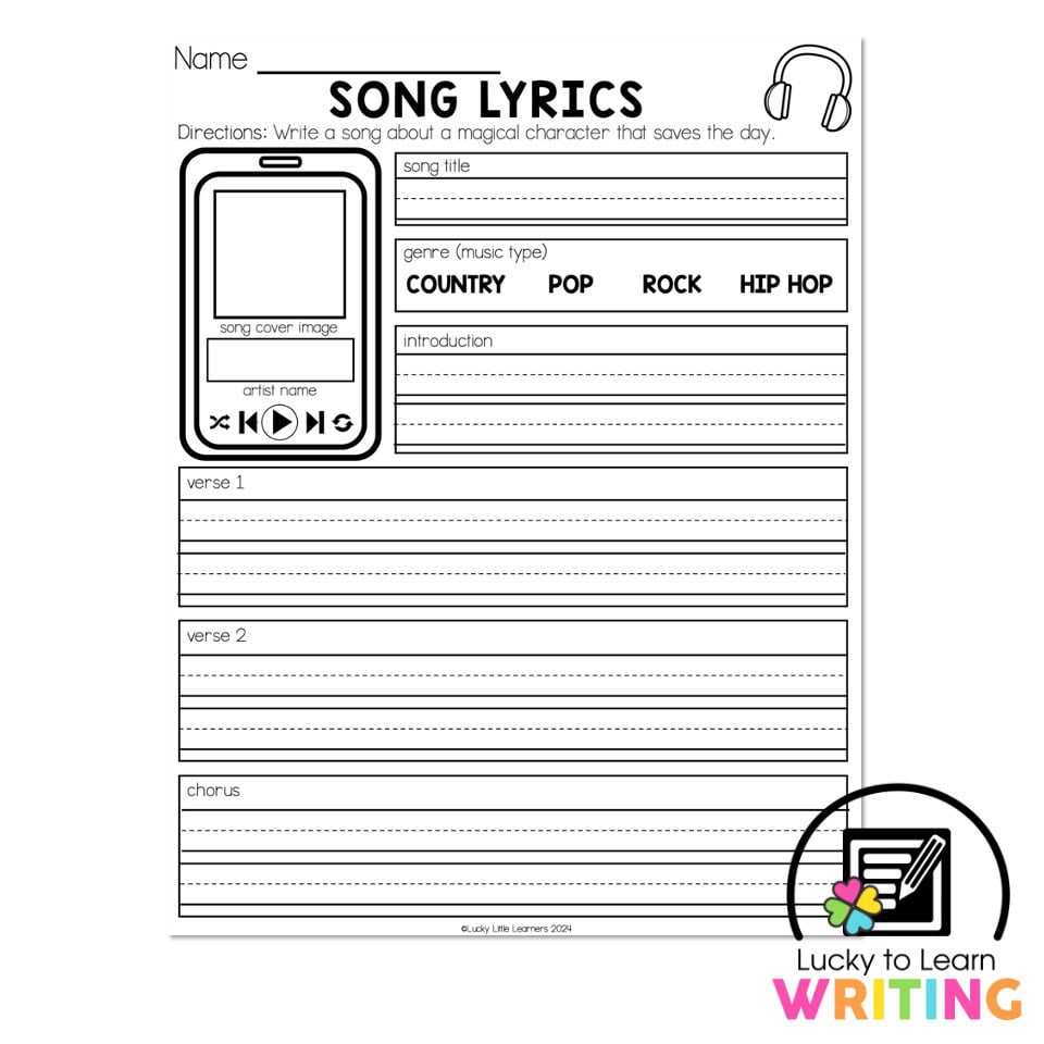 Lucky to Learn Writing - Unit 2 Narrative - Week 4 – Song Lyrics ...