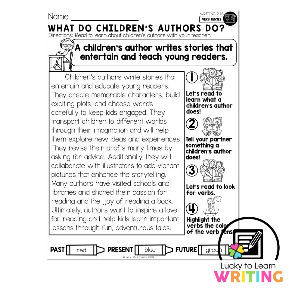 Lucky to Learn Writing - Unit 2 Narrative - Writing 2.16 - Verb Tenses ...