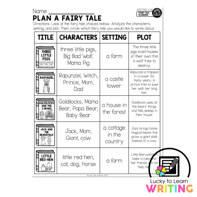 Lucky to Learn Writing - Unit 2 Narrative - Writing 2.18 - Fairy Tale ...