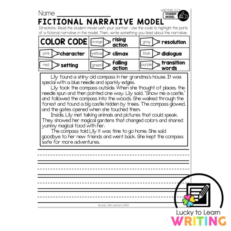 Lucky to Learn Writing - Unit 2 Narrative - Writing 2.27 - Student ...