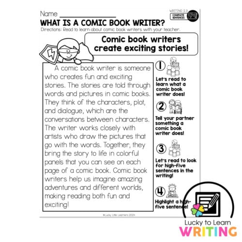Lucky to Learn Writing - Unit 2 Narrative - Writing 2.3 - Complete ...