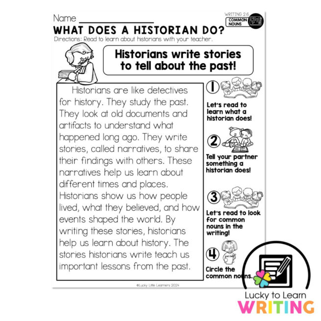 Lucky to Learn Writing - Unit 2 Narrative - Writing 2.6 - Common Nouns ...