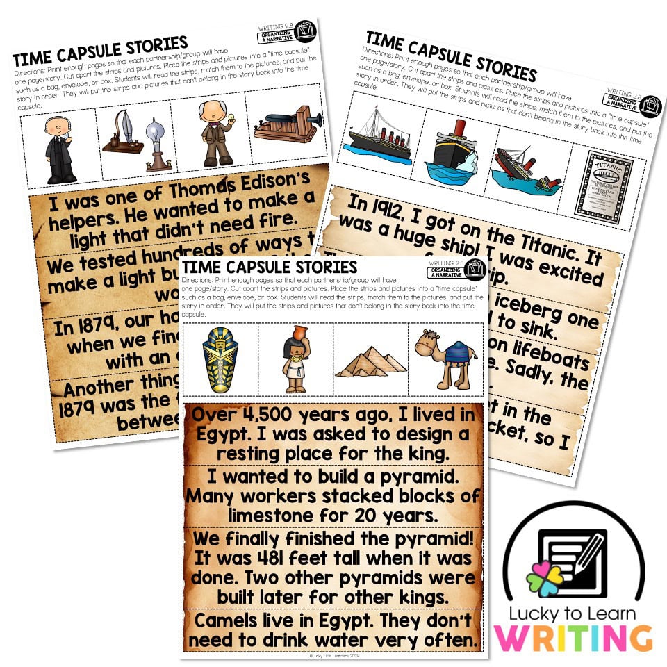 Lucky to Learn Writing - Unit 2 Narrative - Writing 2.8 - Organizing a ...