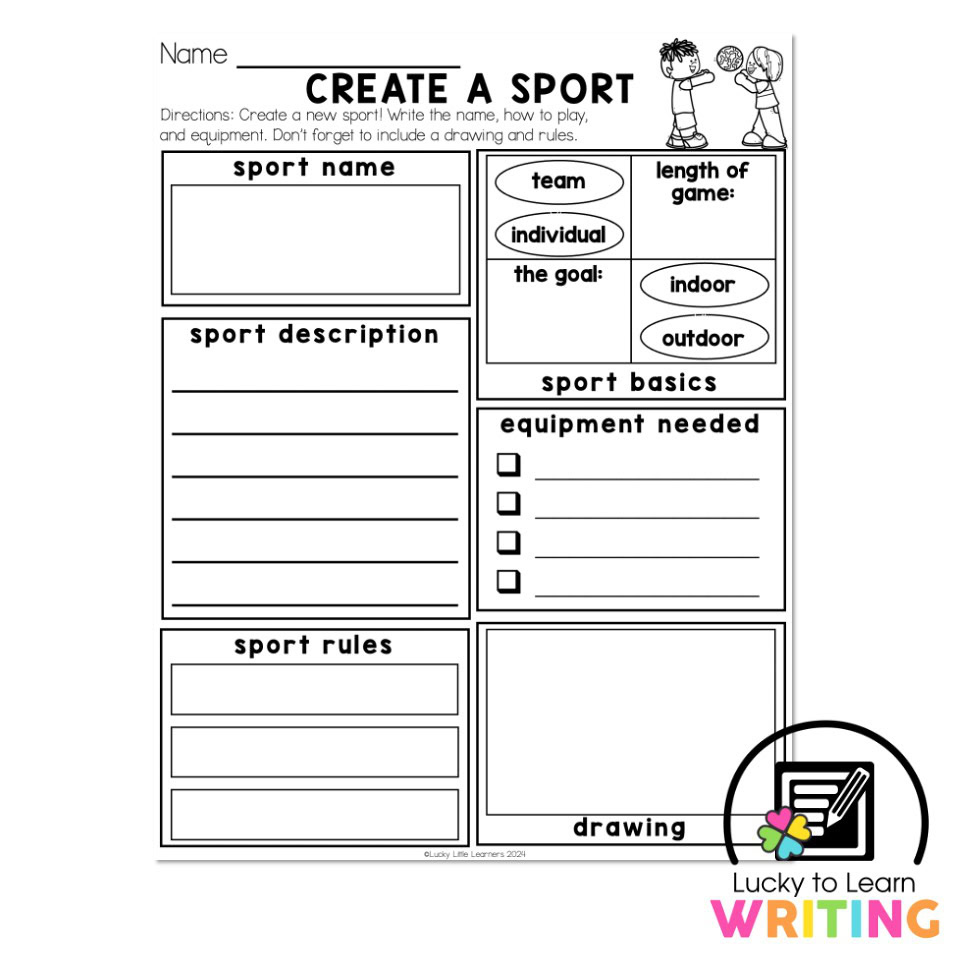 Lucky to Learn Writing - Unit 3 Informational - Week 1 - Create a Sport ...