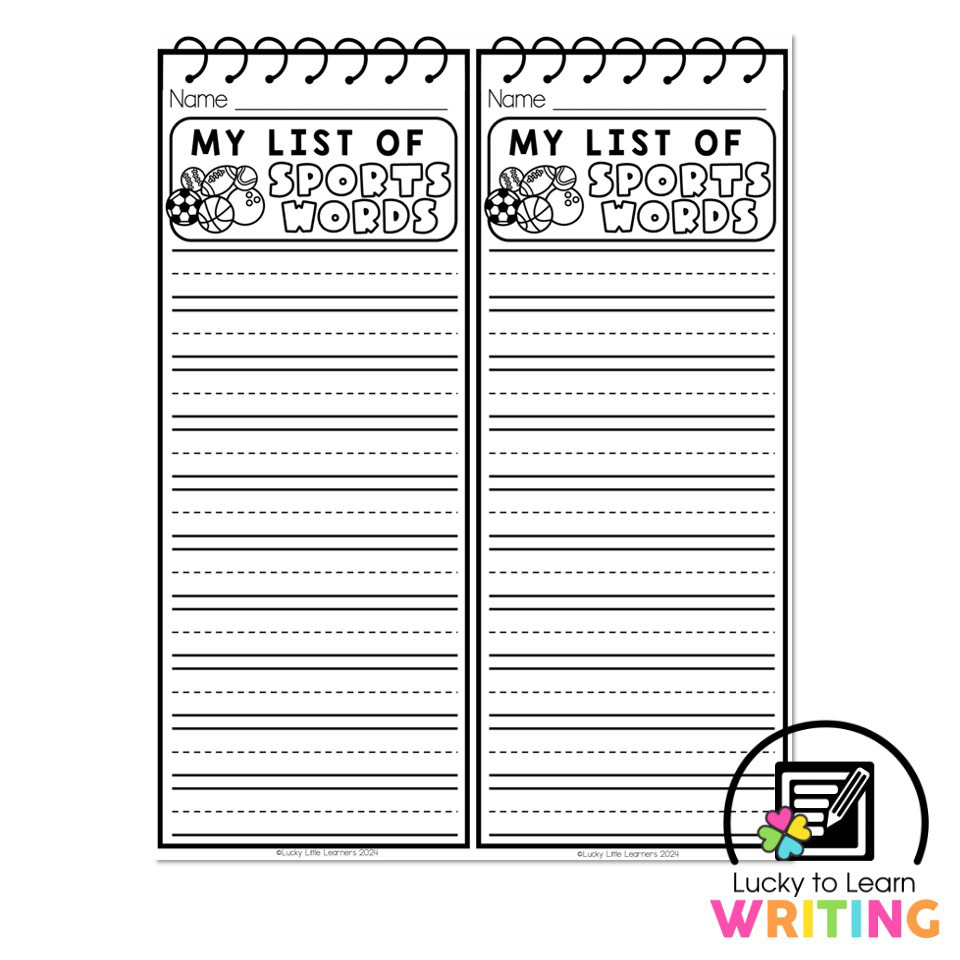 Lucky to Learn Writing - Unit 3 Informational - Week 1 - List - Sports ...