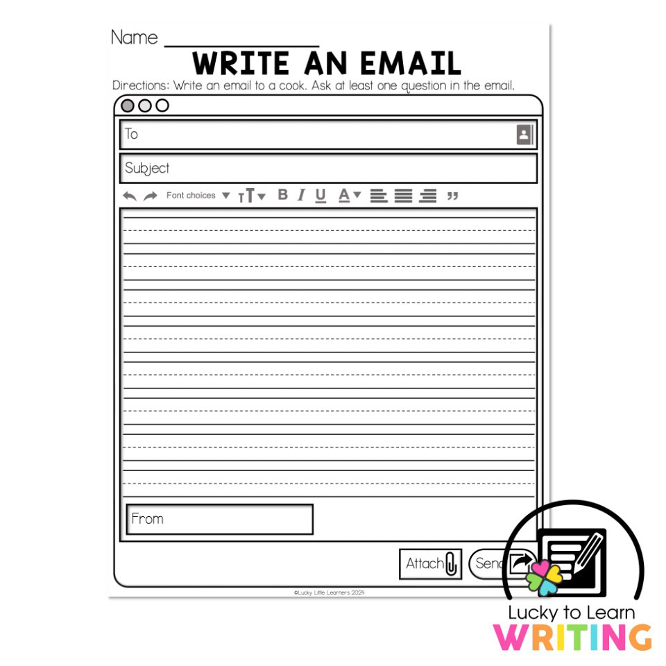 Lucky to Learn Writing - Unit 3 Informational - Week 4 - Email - Cook ...