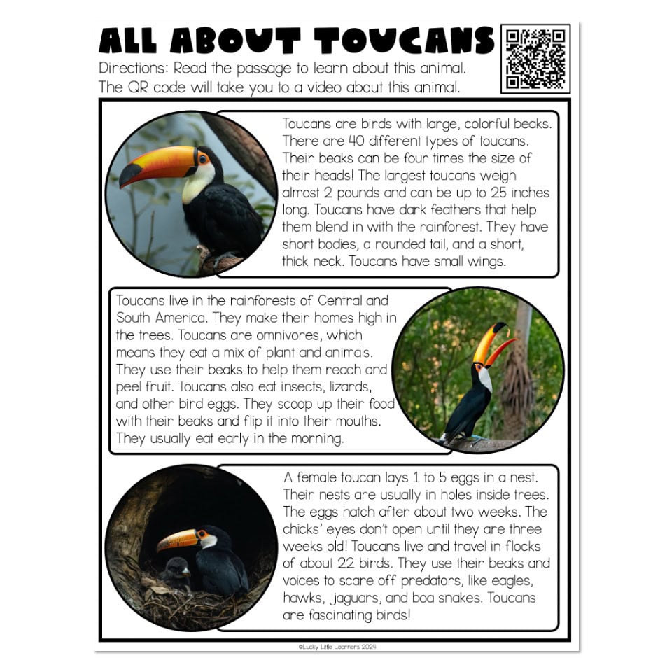 Lucky to Learn Writing - Unit 3 Informational - Week 6 - Animal Report ...