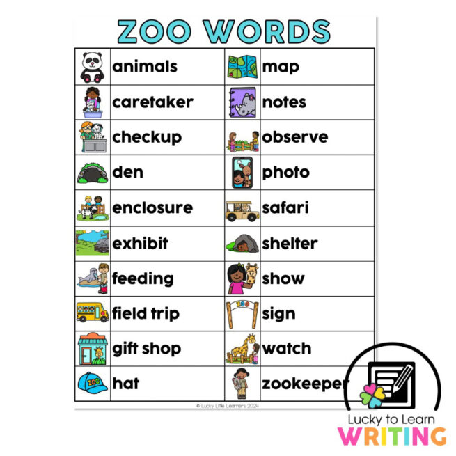 Lucky to Learn Writing - Unit 3 Informational - Week 7 - Word List ...