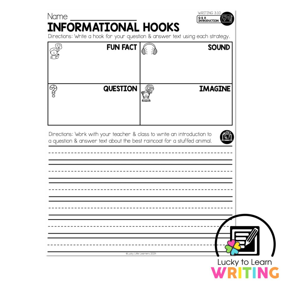 Lucky to Learn Writing - Unit 3 Informational - Writing 3.10 - Question ...