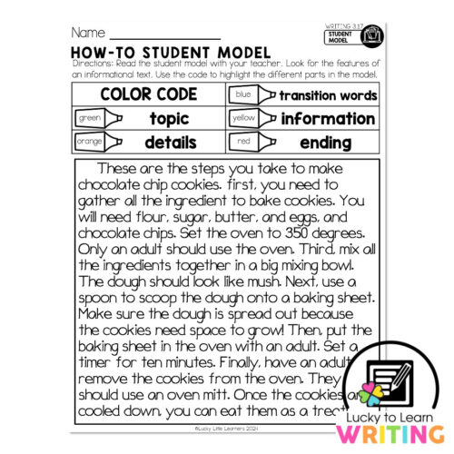 Lucky to Learn Writing - Unit 3 Informational - Writing 3.17 - How To ...