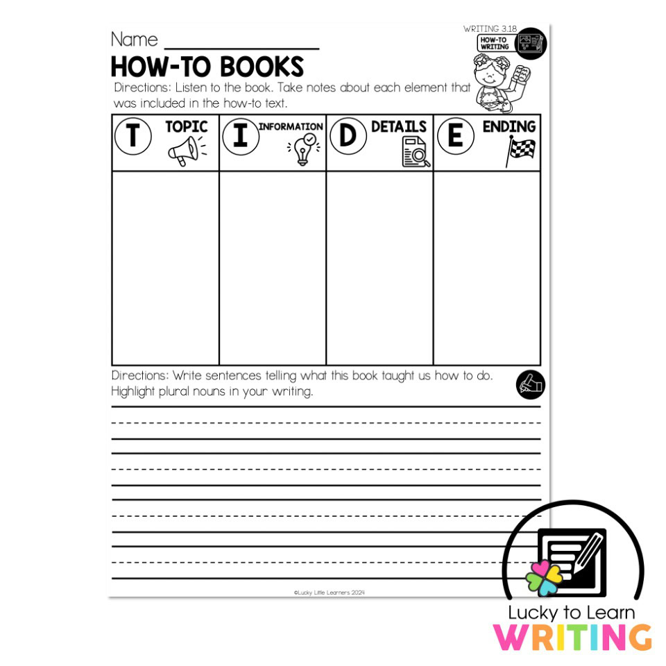 Lucky to Learn Writing - Unit 3 Informational - Writing 3.18 - How To ...