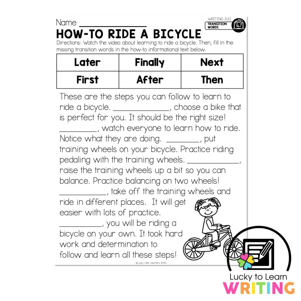 Lucky to Learn Writing - Unit 3 Informational - Writing 3.21 - How To ...