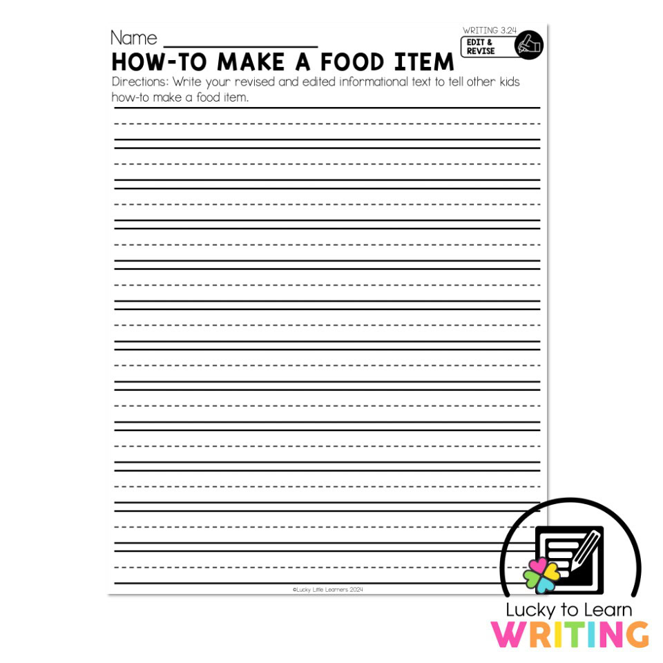 Lucky to Learn Writing - Unit 3 Informational - Writing 3.24 - How To ...