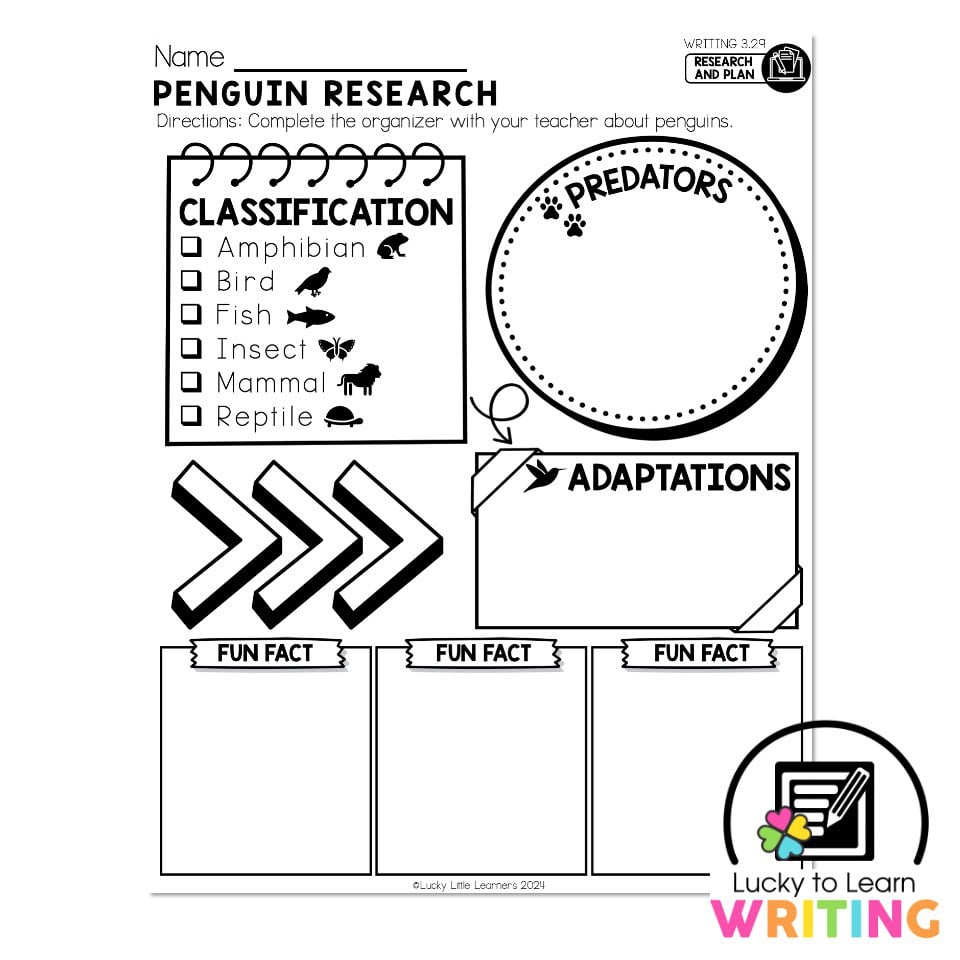 Lucky to Learn Writing - Unit 3 Informational - Writing 3.29 - Animal ...