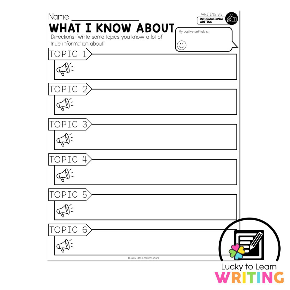 Lucky to Learn Writing - Unit 3 Informational - Writing 3.3 ...