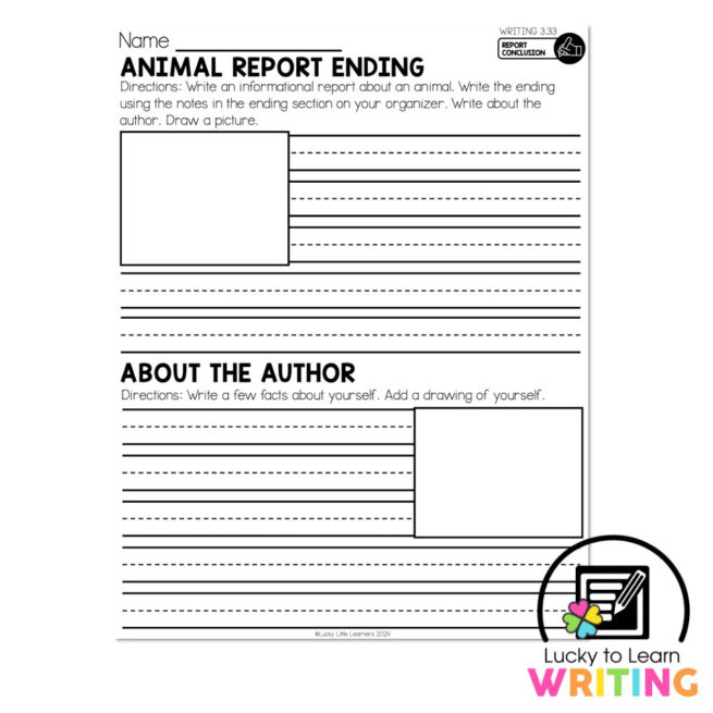 Lucky to Learn Writing - Unit 3 Informational - Writing 3.33 - Animal ...
