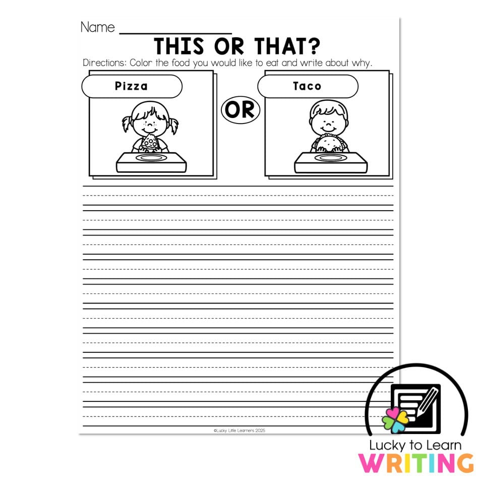 Lucky to Learn Writing - Unit 4 Opinion - Week 1 – This or That ...