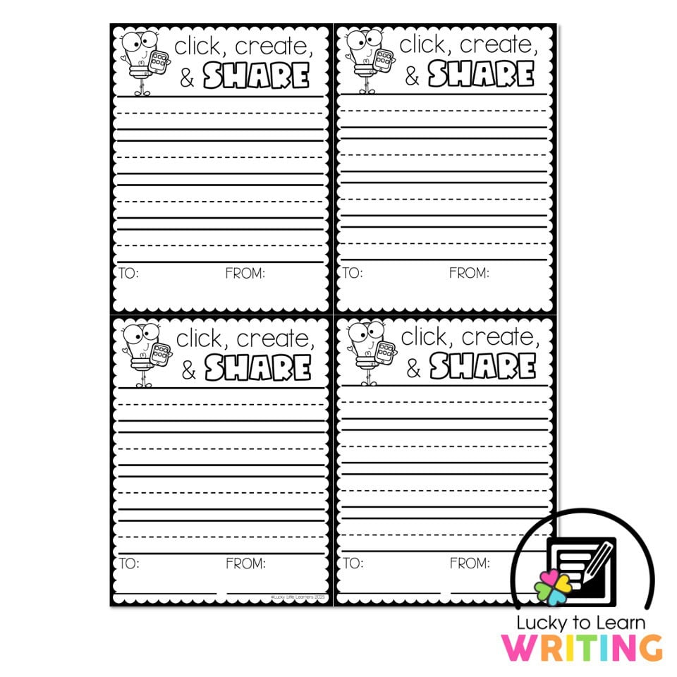 Lucky to Learn Writing - Unit 4 Opinion - Week 2 – Note – Click Create ...