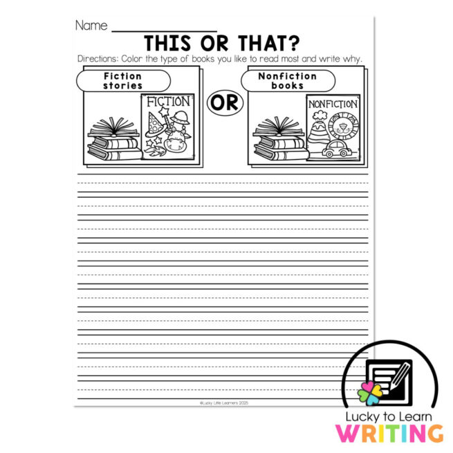 Lucky to Learn Writing - Unit 4 Opinion - Week 3 – This or That ...