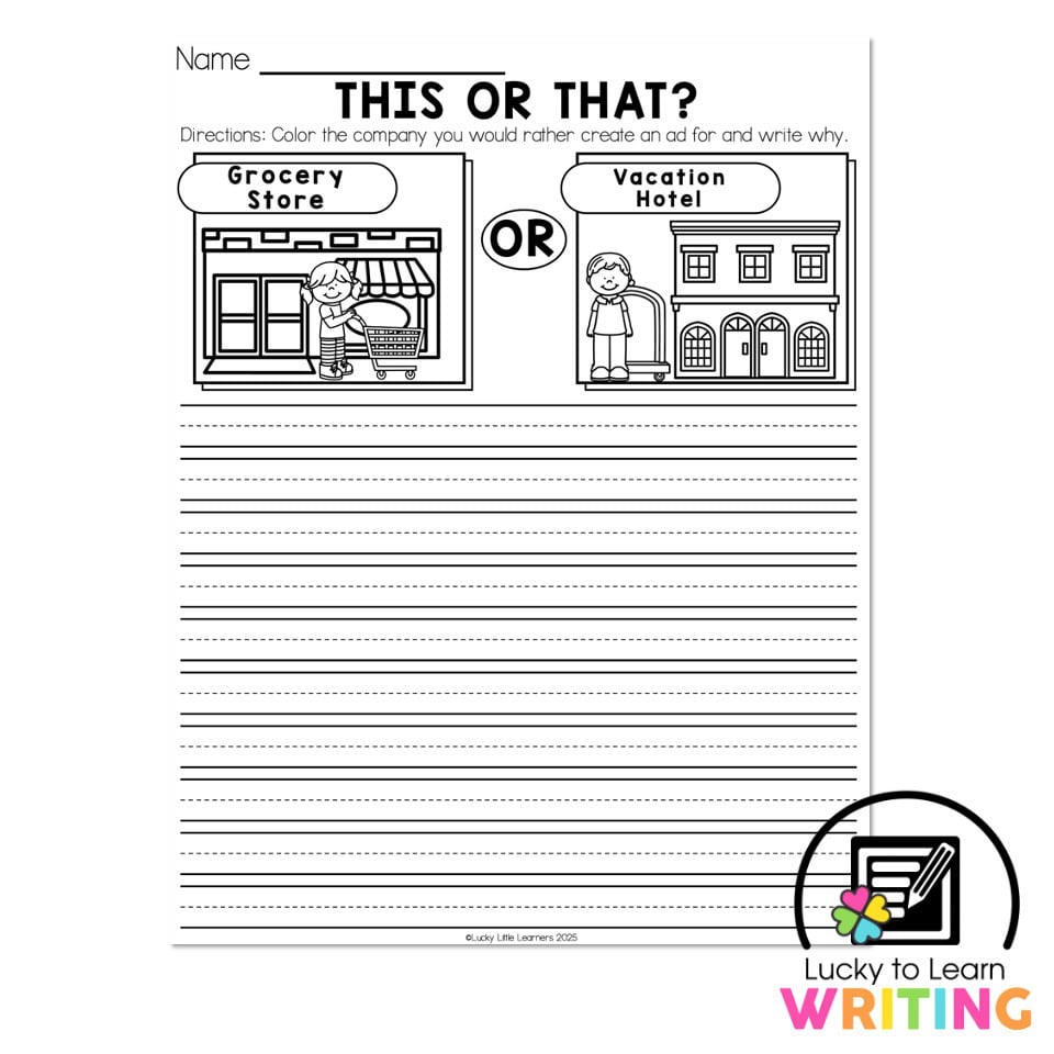 Lucky to Learn Writing - Unit 4 Opinion - Week 7 – This or That ...