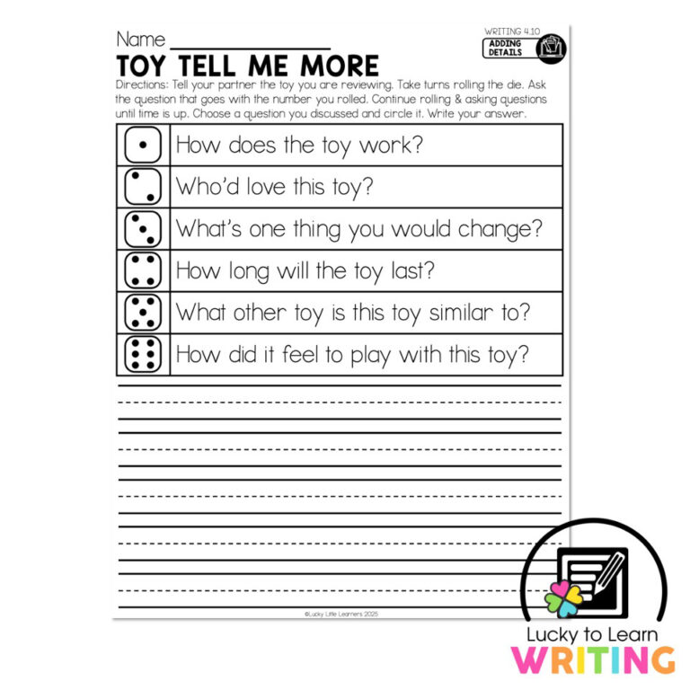 Lucky to Learn Writing - Unit 4 Opinion - Writing 4.10 - Adding Details ...