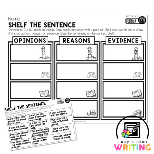 Lucky to Learn Writing - Unit 4 Opinion - Writing 4.12 - Reason and ...