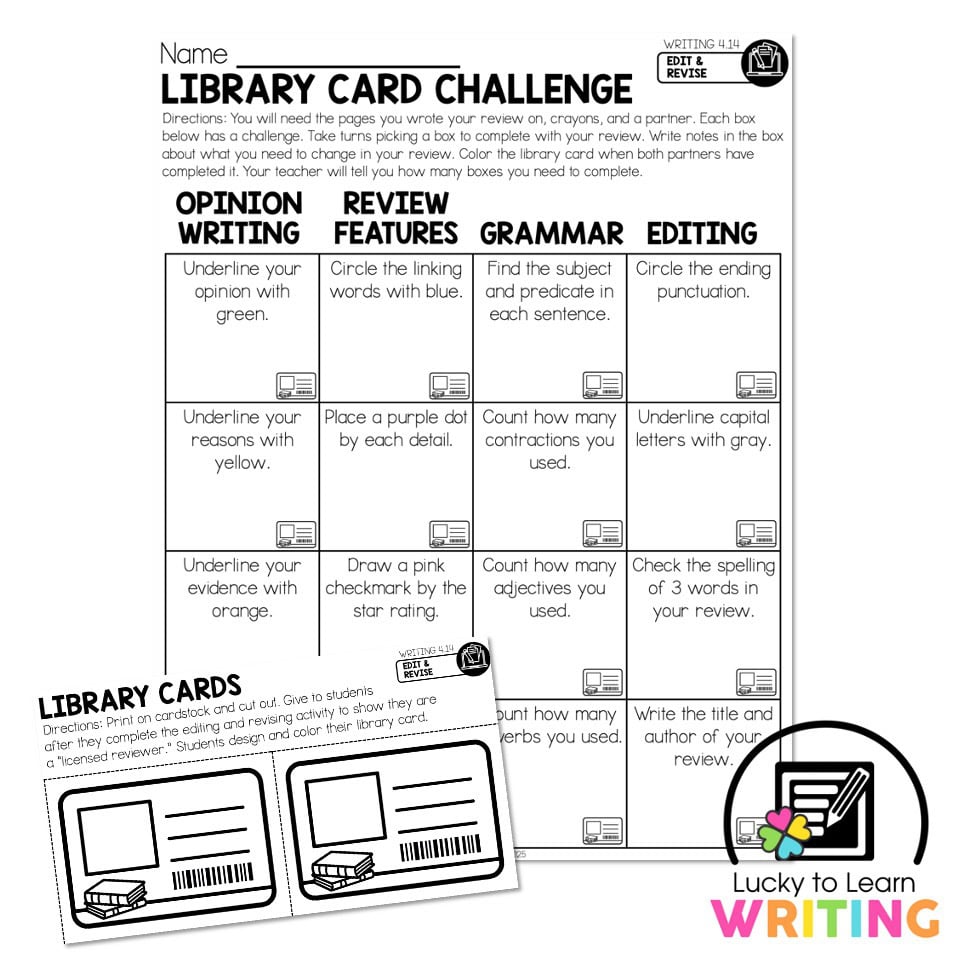 Lucky to Learn Writing - Unit 4 Opinion - Writing 4.14 - Edit and ...