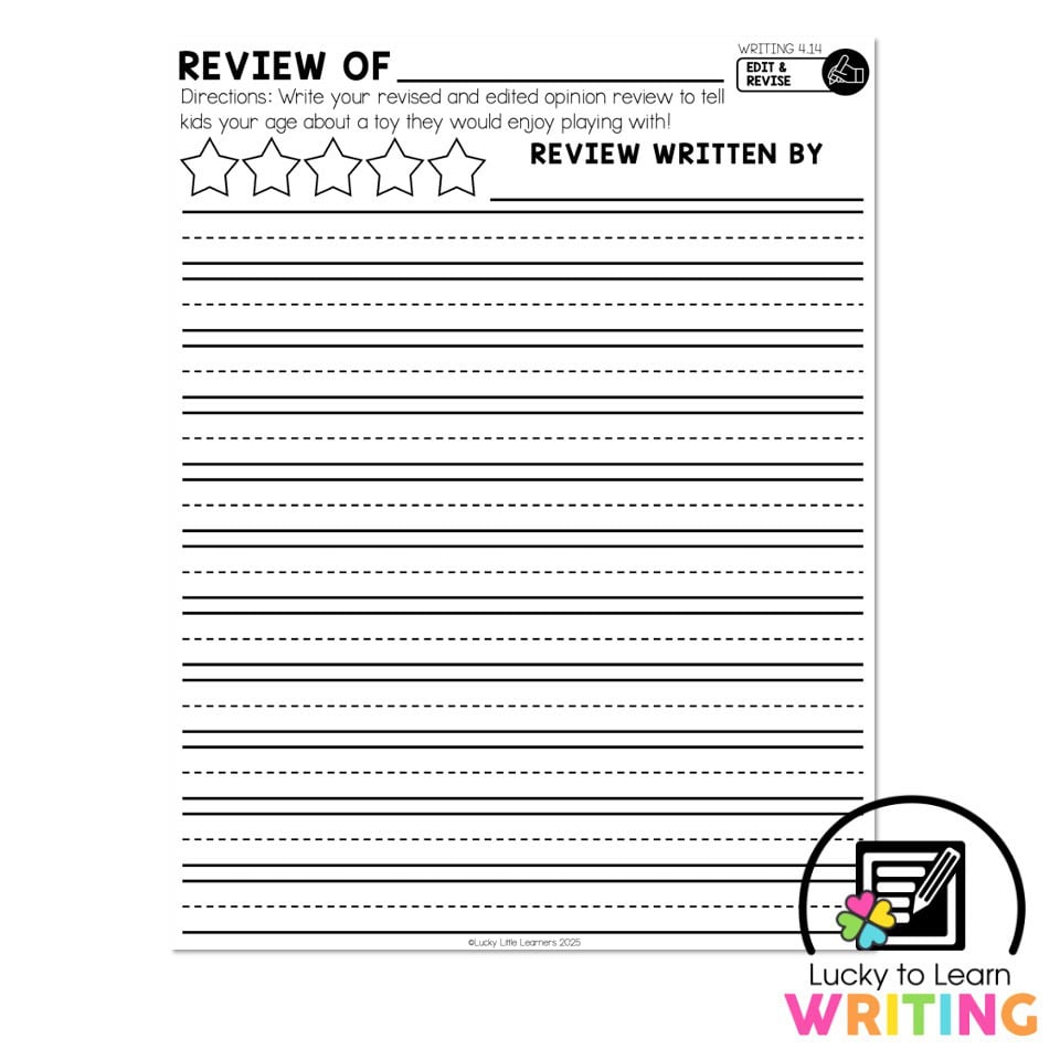 Lucky to Learn Writing - Unit 4 Opinion - Writing 4.14 - Edit and ...