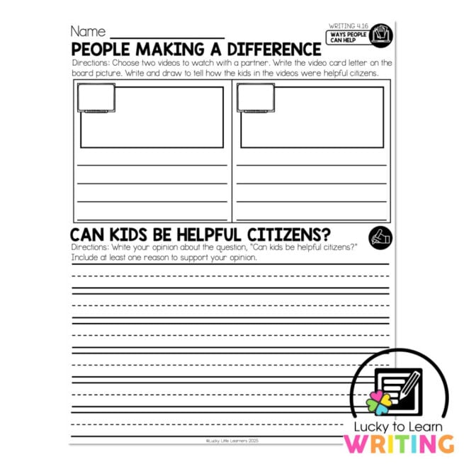 Lucky to Learn Writing - Unit 4 Opinion - Writing 4.16 - Ways People ...