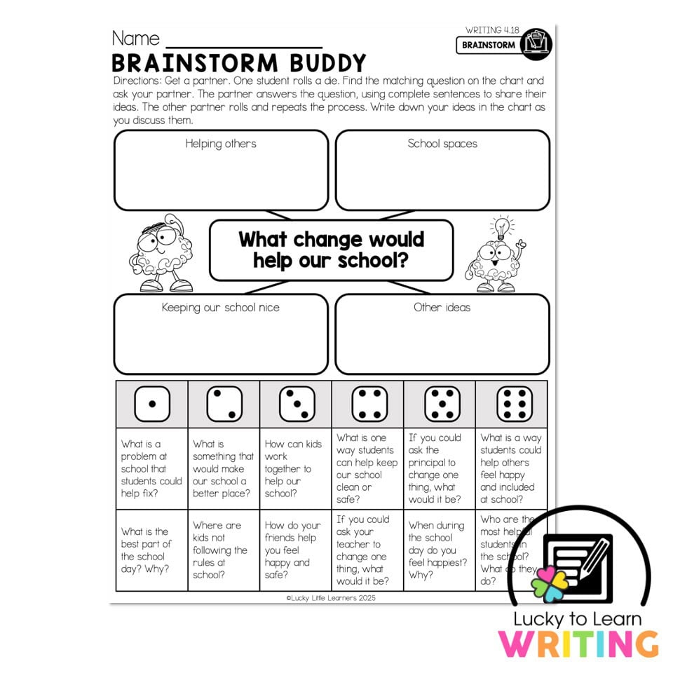 Lucky to Learn Writing - Unit 4 Opinion - Writing 4.18 - Brainstorm ...