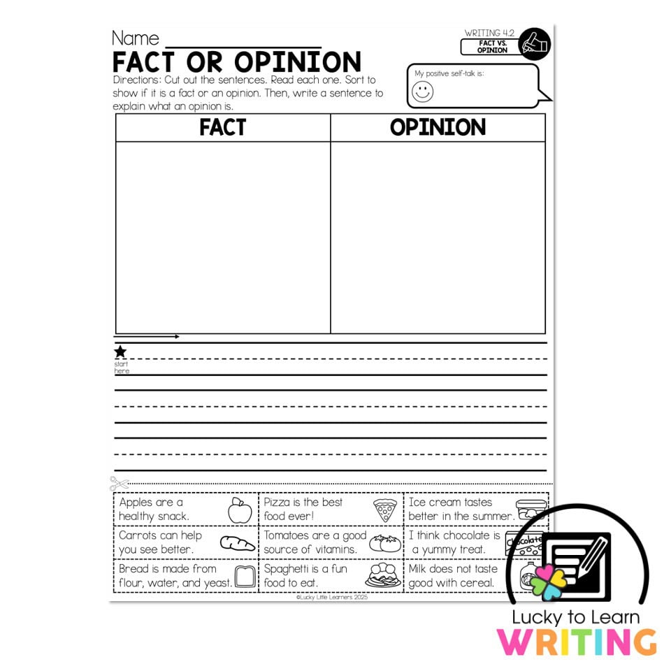 Lucky to Learn Writing - Unit 4 Opinion - Writing 4.2 - Fact vs Opinion ...