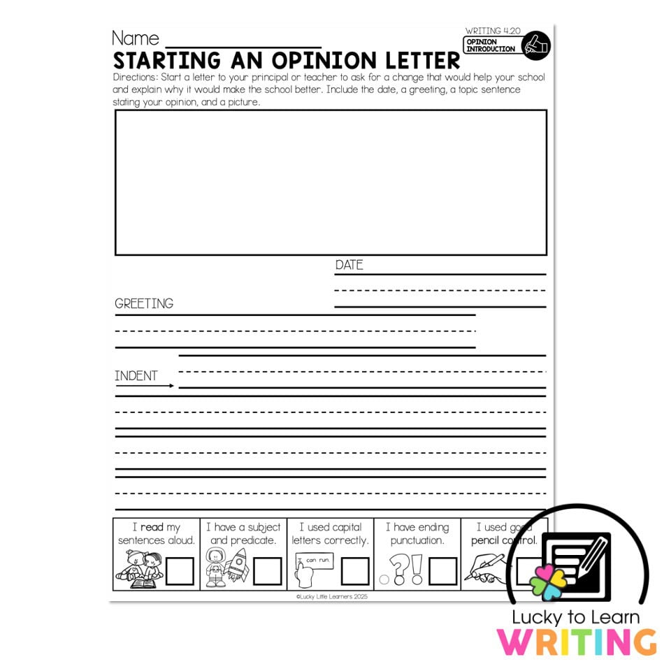 Lucky to Learn Writing - Unit 4 Opinion - Writing 4.20 - Opinion ...