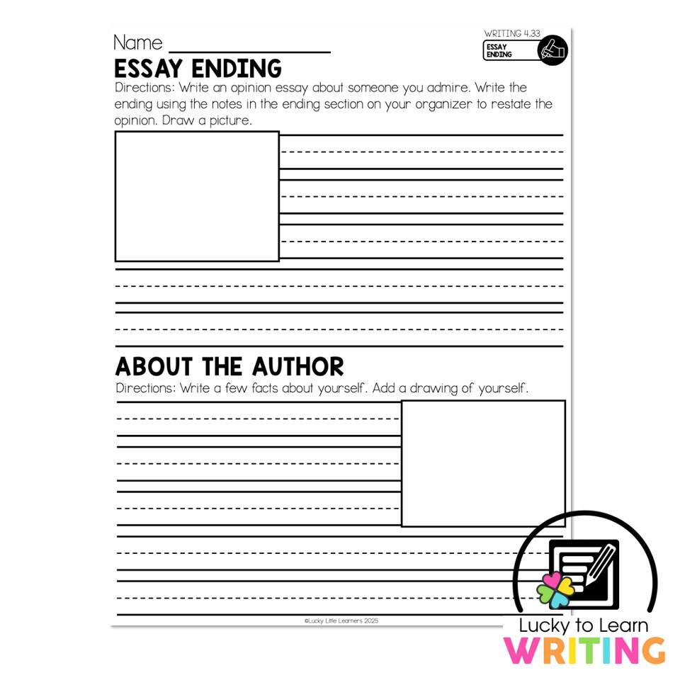 Lucky to Learn Writing - Unit 4 Opinion - Writing 4.33 - Essay Ending ...