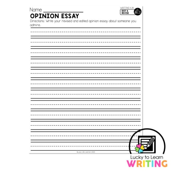 Lucky to Learn Writing - Unit 4 Opinion - Writing 4.34 - Edit and ...