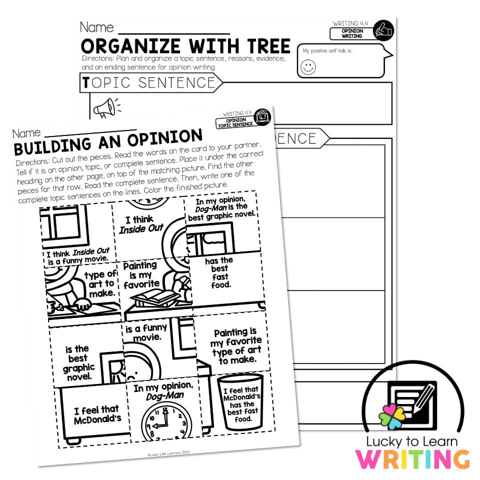 Lucky to Learn Writing - Unit 4 Opinion - Writing 4.4 - Opinion Topic ...