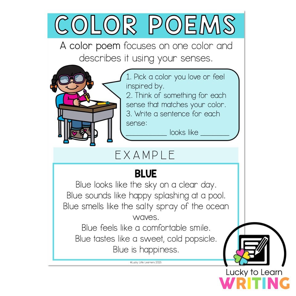 Lucky to Learn Writing - Unit 5 Other Types of Writing - Anchor Chart ...