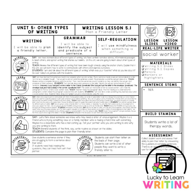 Lucky to Learn Writing - Unit 5 Other Types of Writing - Writing 5.1 ...