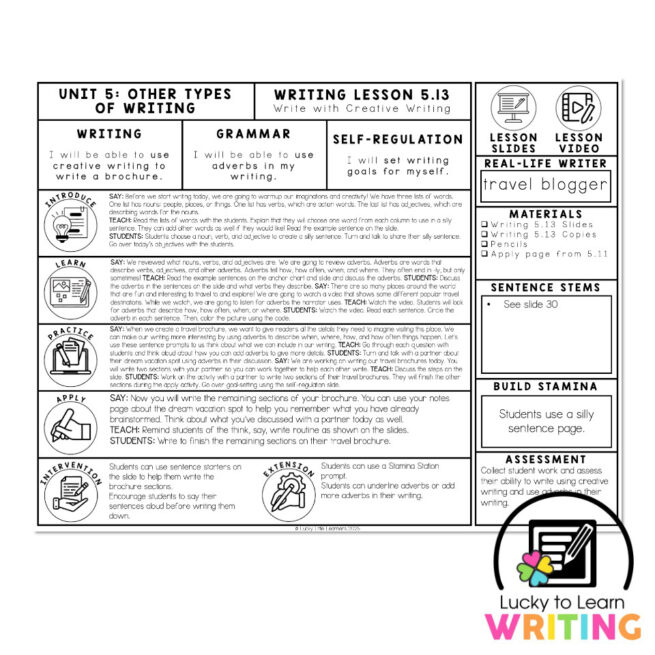Lucky to Learn Writing - Unit 5 Other Types of Writing - Writing 5.13 ...