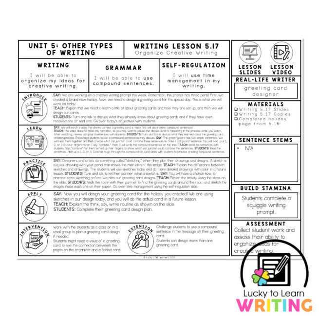 Lucky to Learn Writing - Unit 5 Other Types of Writing - Writing 5.17 ...