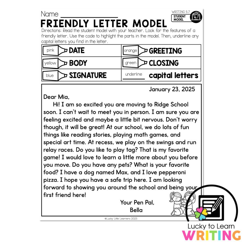 Lucky to Learn Writing - Unit 5 Other Types of Writing - Writing 5.7 ...