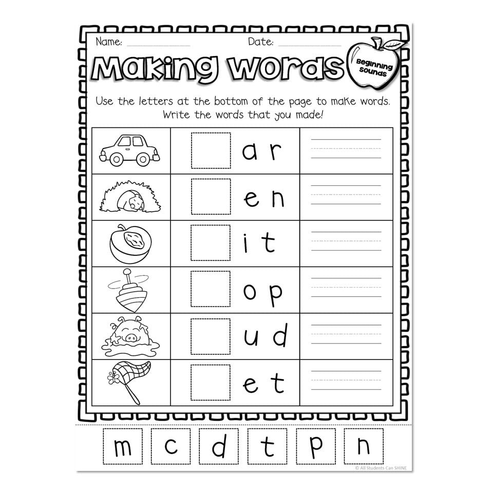 Making Words - Beginning Sounds - Lucky Little Learners