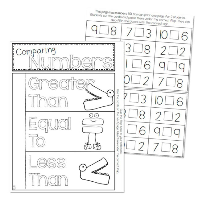 Math Interactive Notebook - Comparing Numbers - Lucky Little Learners
