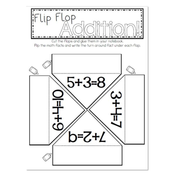 Math Interactive Notebook - Flip Flop Addition - Lucky Little Learners