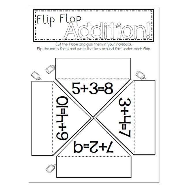 Math Interactive Notebook - Flip Flop Addition - Lucky Little Learners