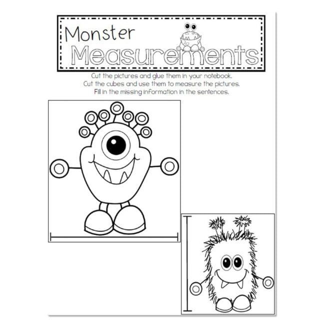 Math Interactive Notebook - Monster Measurements - Lucky Little Learners