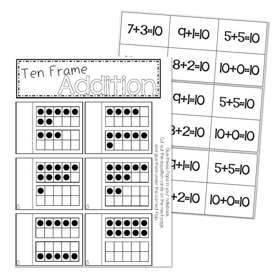 Math Interactive Notebook - Ten Frame Addition - Lucky Little Learners