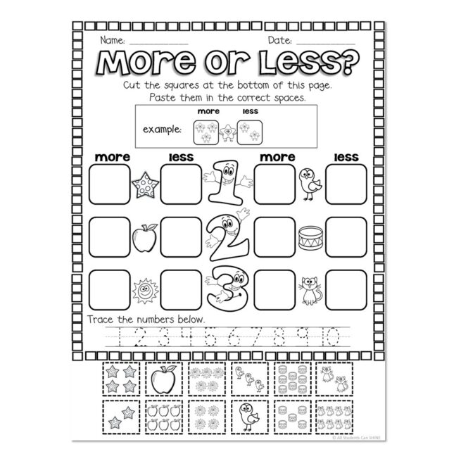 Math No Prep - More or Less - Lucky Little Learners