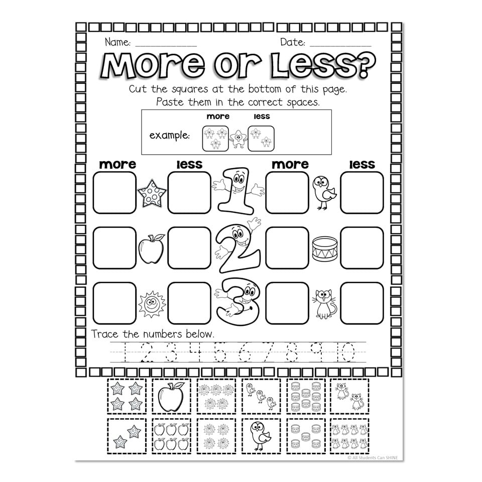 Math No Prep - More or Less - Lucky Little Learners