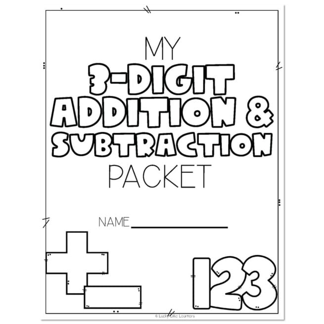 Math Worksheet Covers - My 3-Digit Addition and Subtraction Packet ...