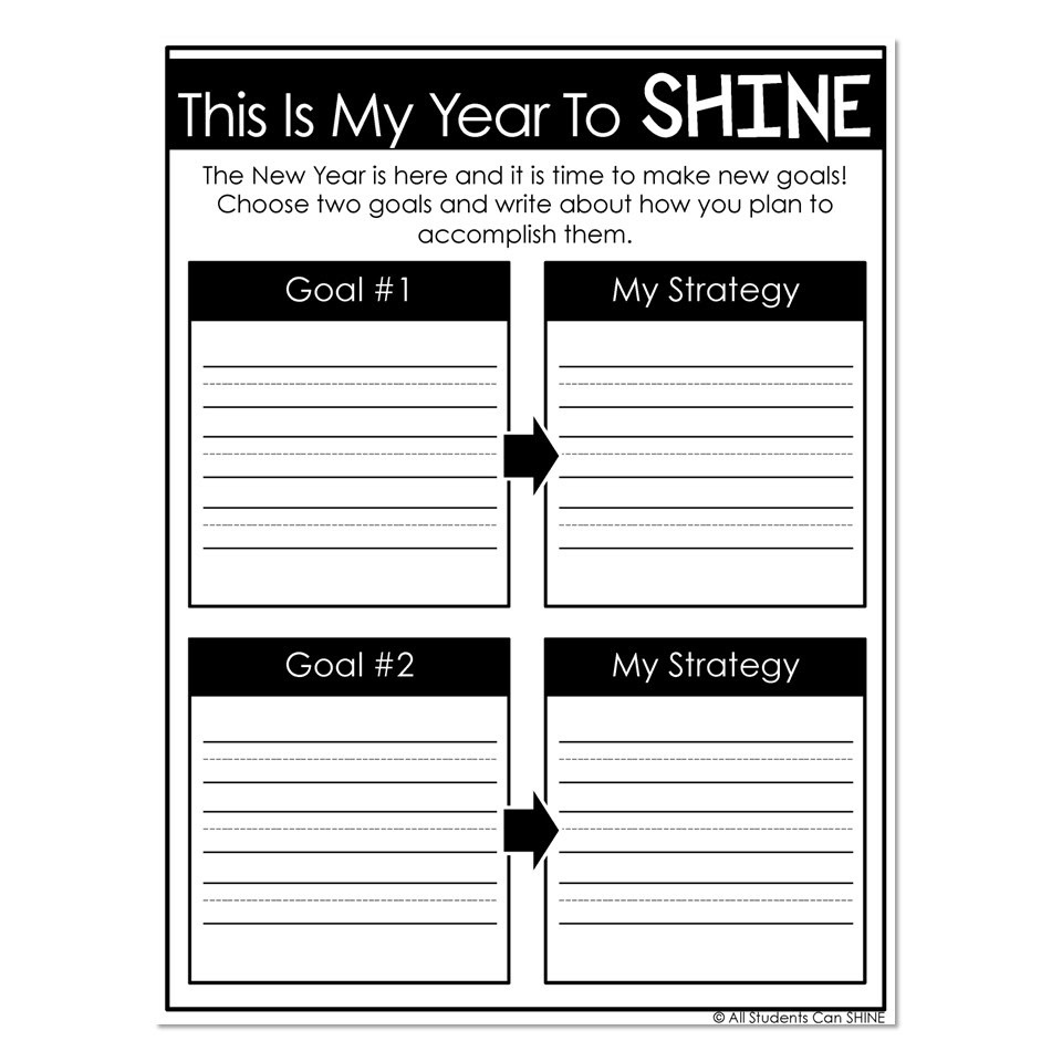 New Years Craftivity - Goal Writing - This is My Year to Shine - Lucky ...
